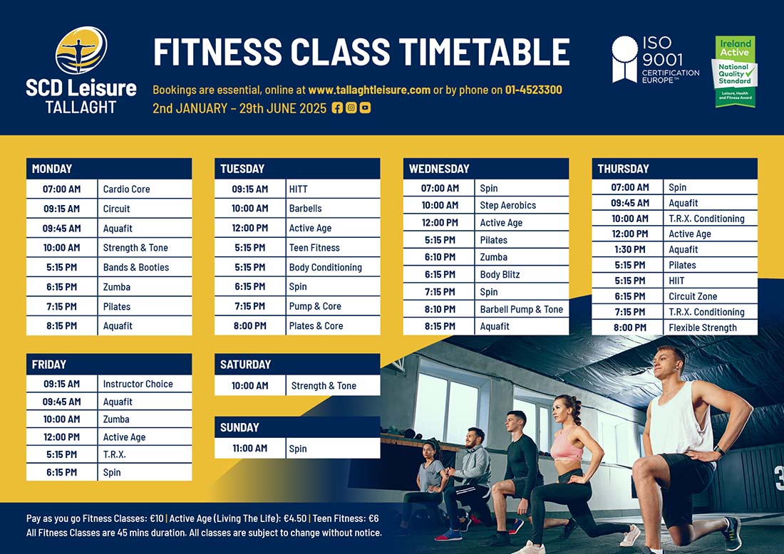 Tallaght Gym Timetable 2025 Spring - Tallaghtleisure